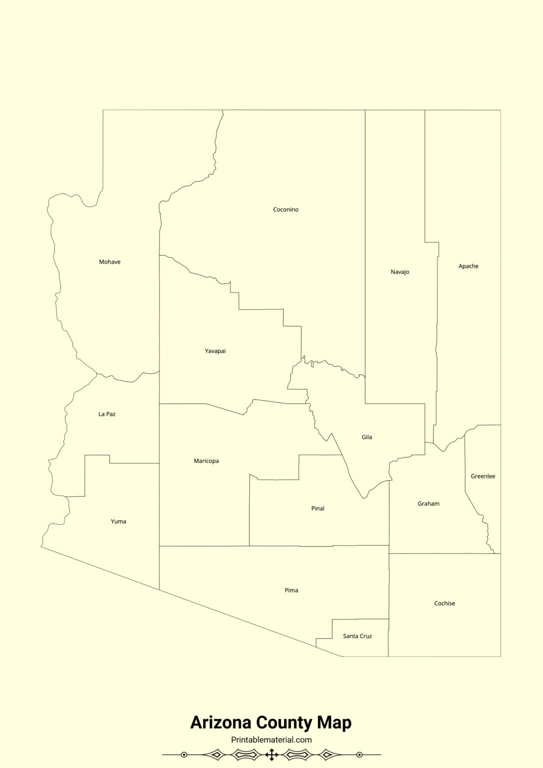 Arizona County Map Printable – Blank Arizona Map, Outline Map