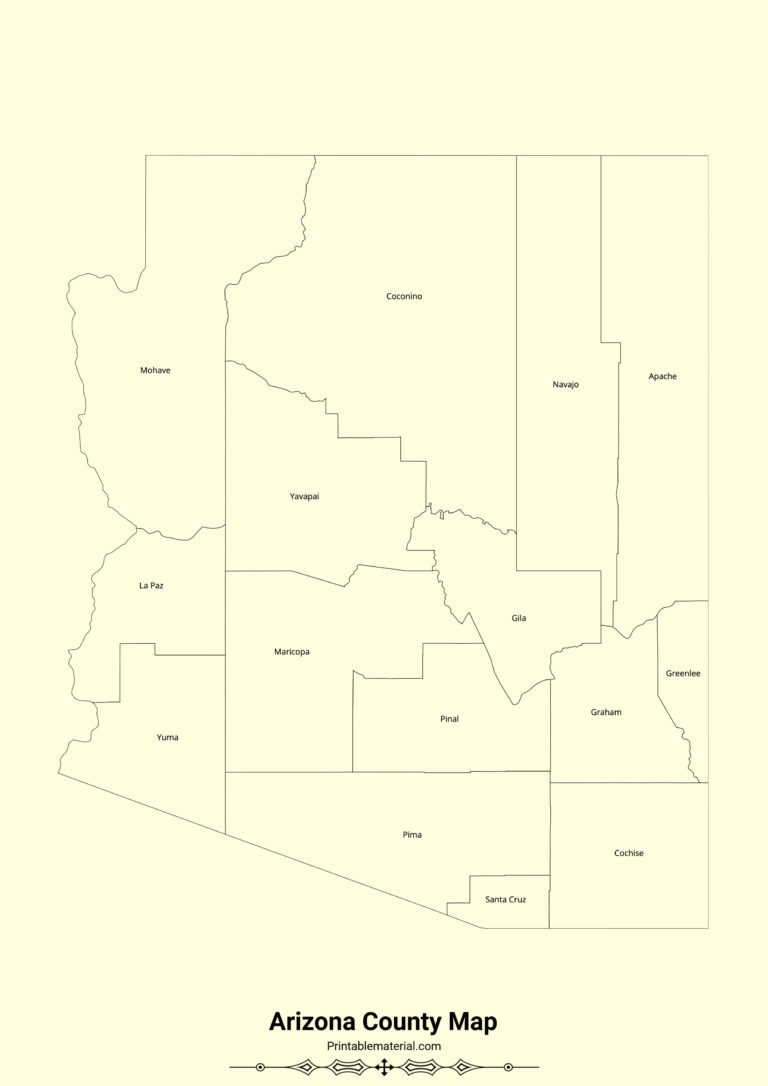 Arizona County Map Printable – Blank Arizona Map, Outline Map