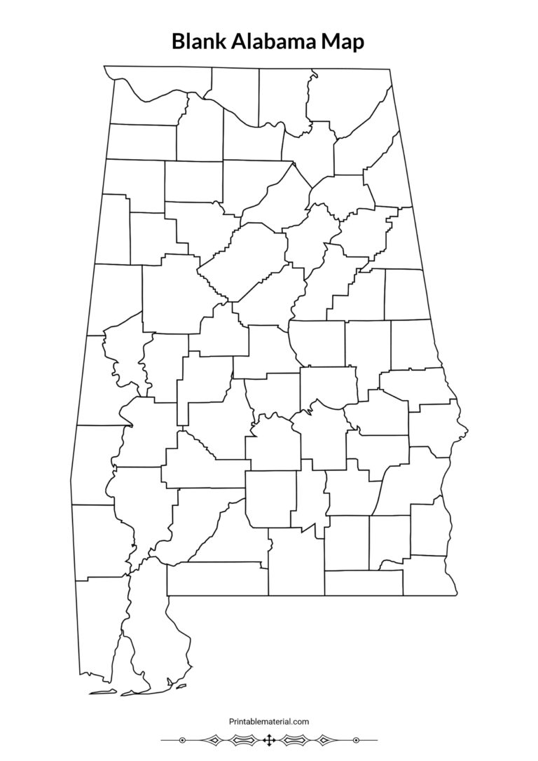 Alabama Maps - Blank Map, Outline Map & County Map Printable