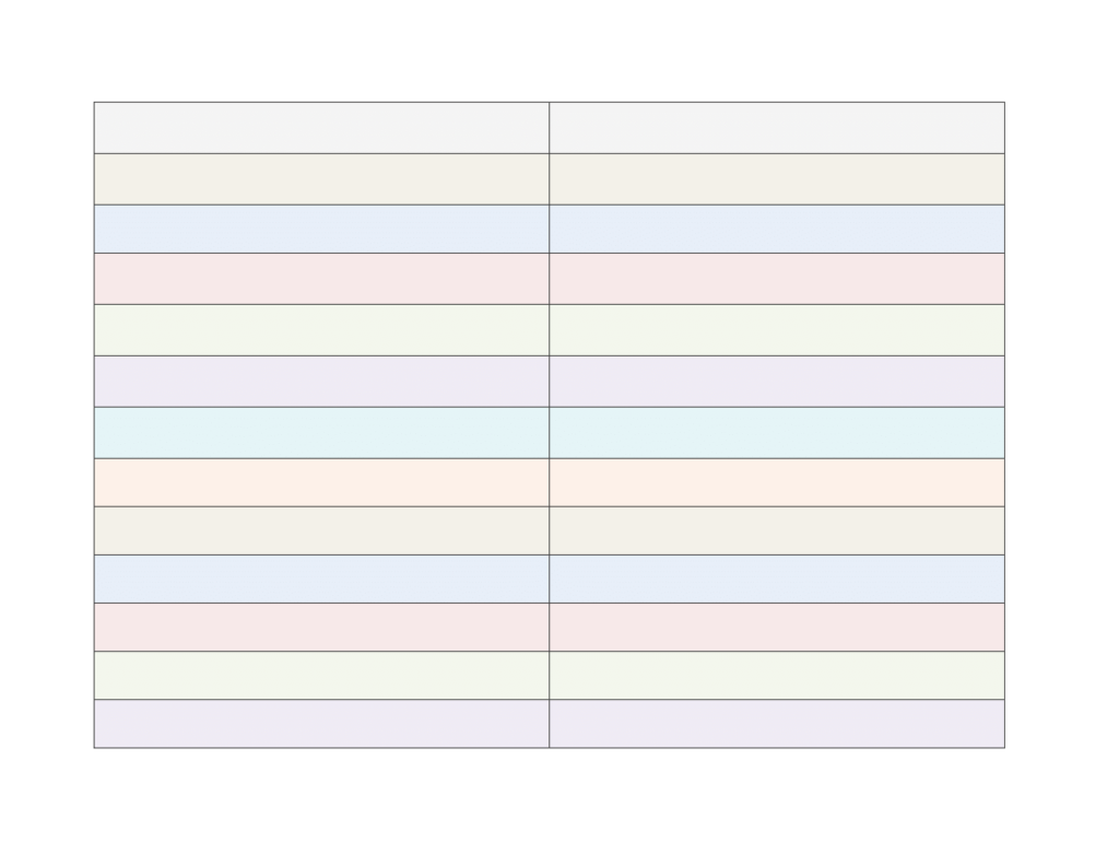 2 Column Chart (Blank Table) - Printable Template