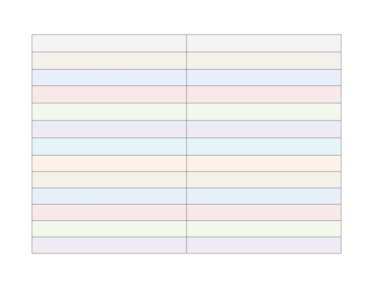 2 Column Chart (Blank Table) - Printable Template