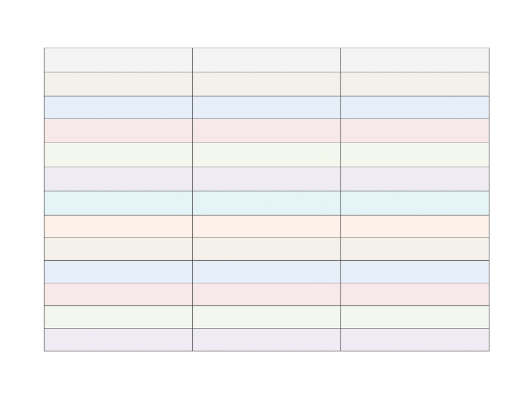 3 Column Chart (Blank Table)- Printable Template