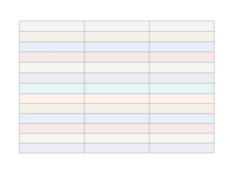3 Column Chart (Blank Table)- Printable Template