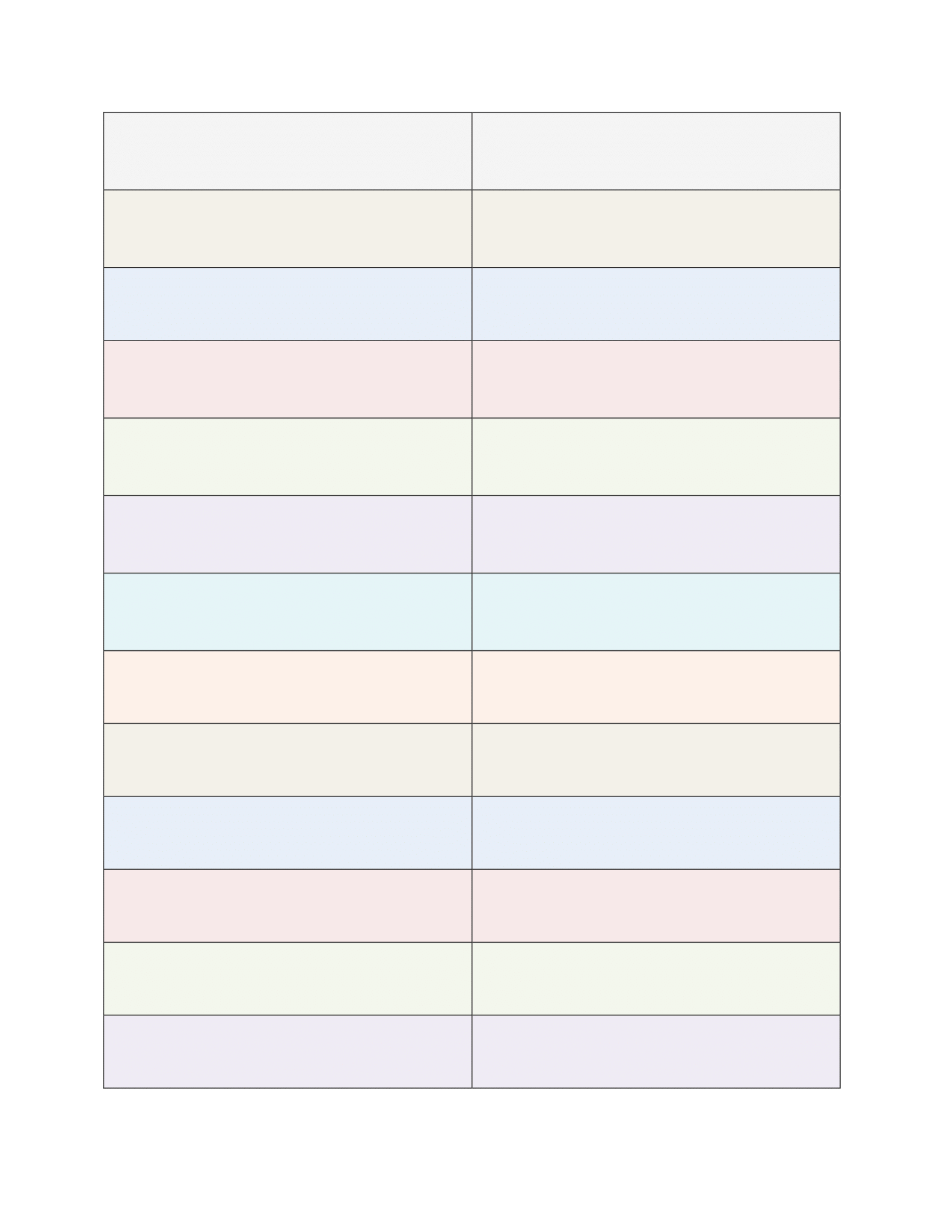 2 Column Chart (Blank Table) - Printable Template