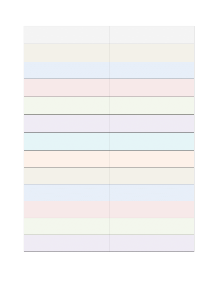 2 Column Chart (Blank Table) - Printable Template
