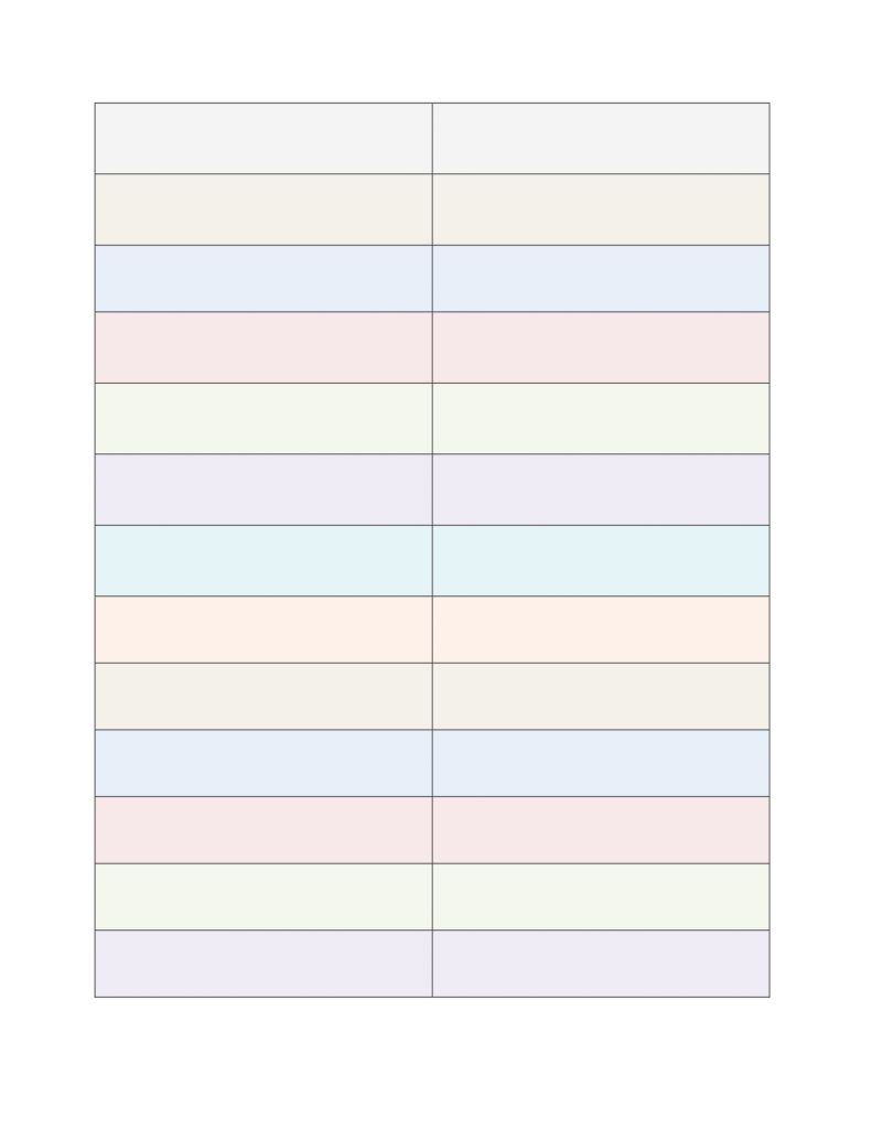 2 Column Chart (Blank Table) - Printable Template