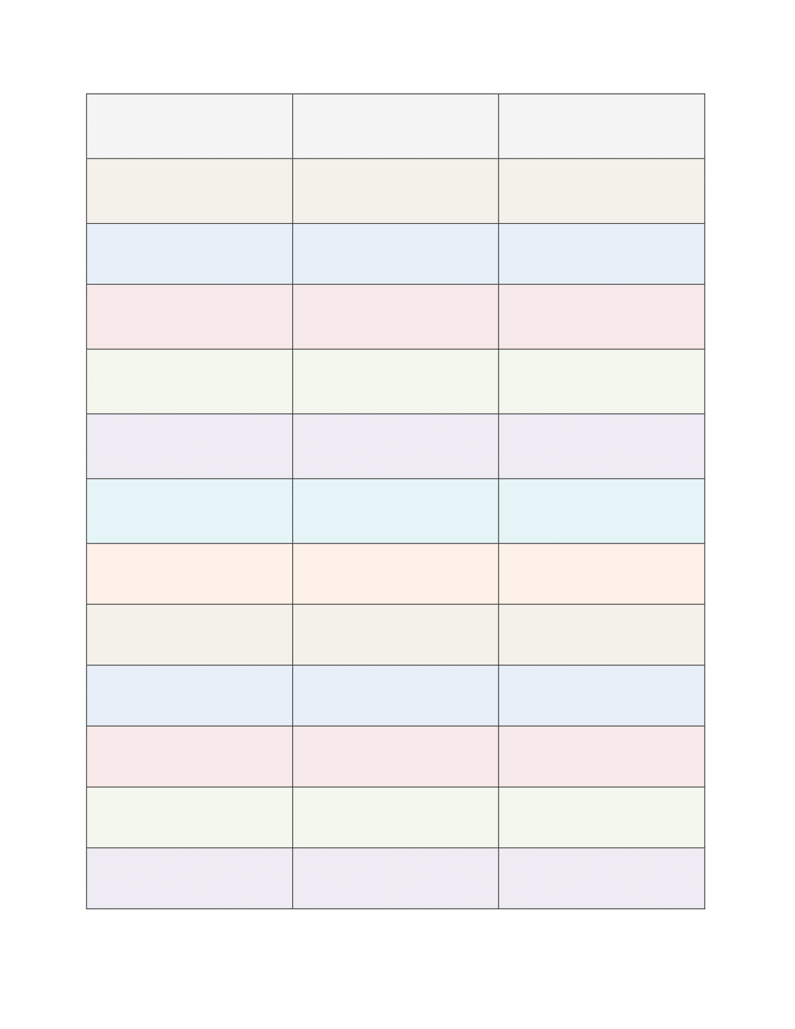 3 Column Chart (Blank Table)- Printable Template