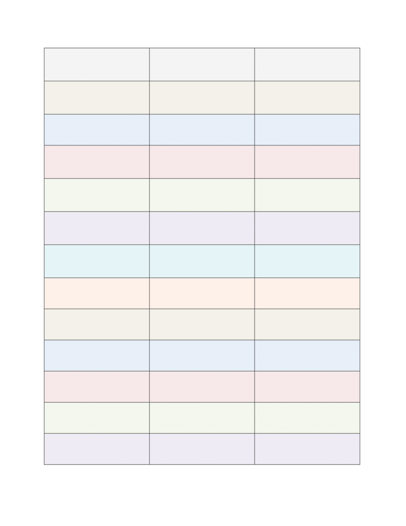 3 Column Chart (Blank Table)- Printable Template