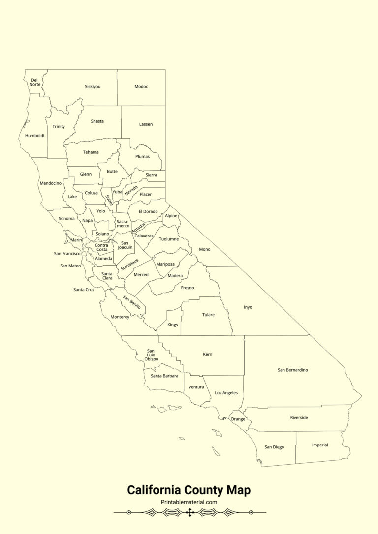 California County Map - Blank Map, Outline Map Printable