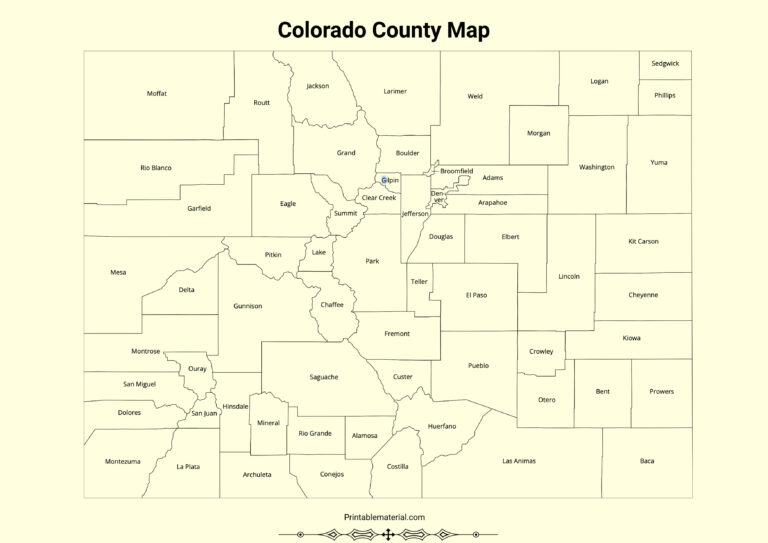 Colorado County Map – Blank Map, Outline Map Printable PDF