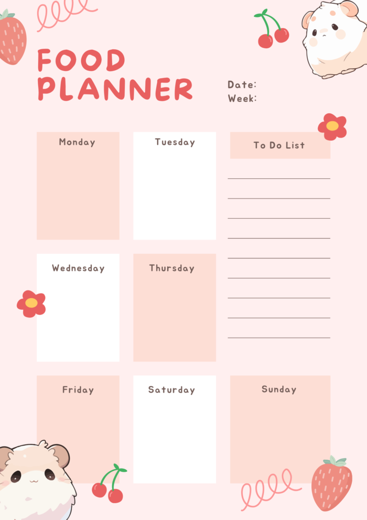 Track Your Eating by Food Diary Template