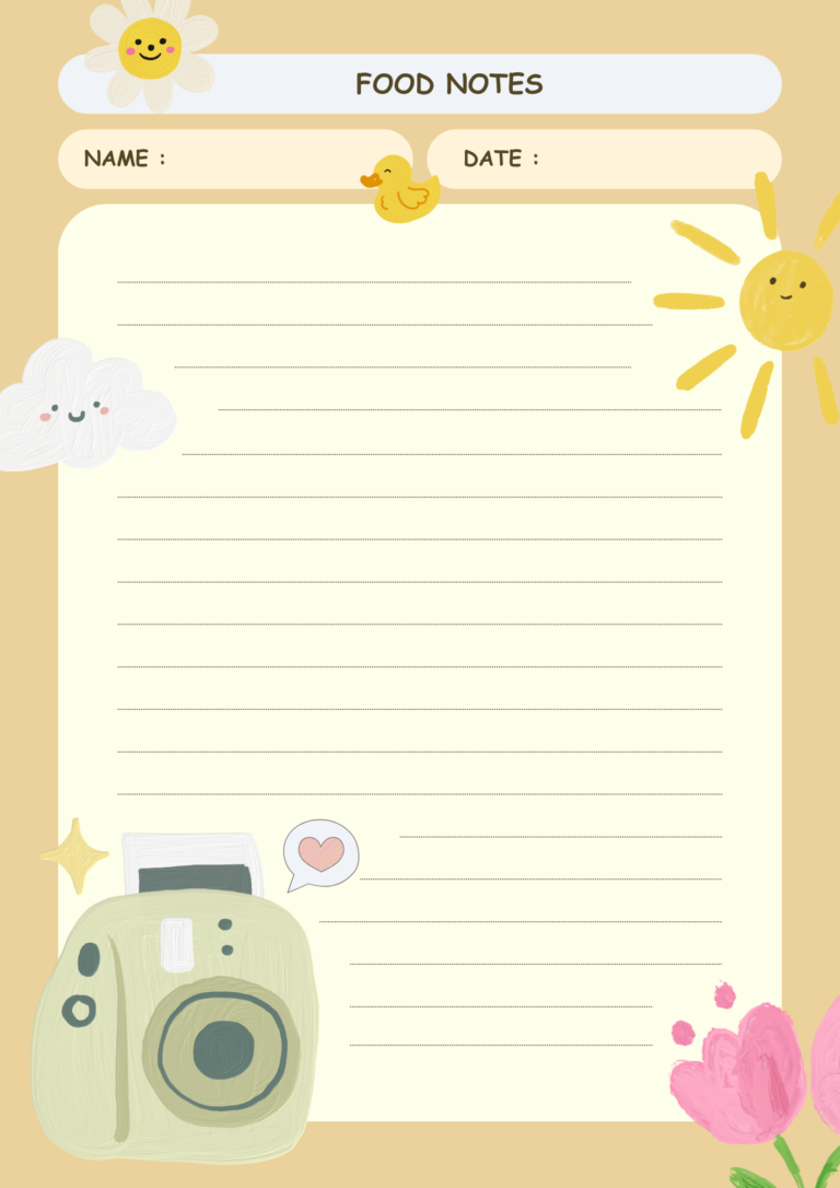 Track Your Eating by Food Diary Template