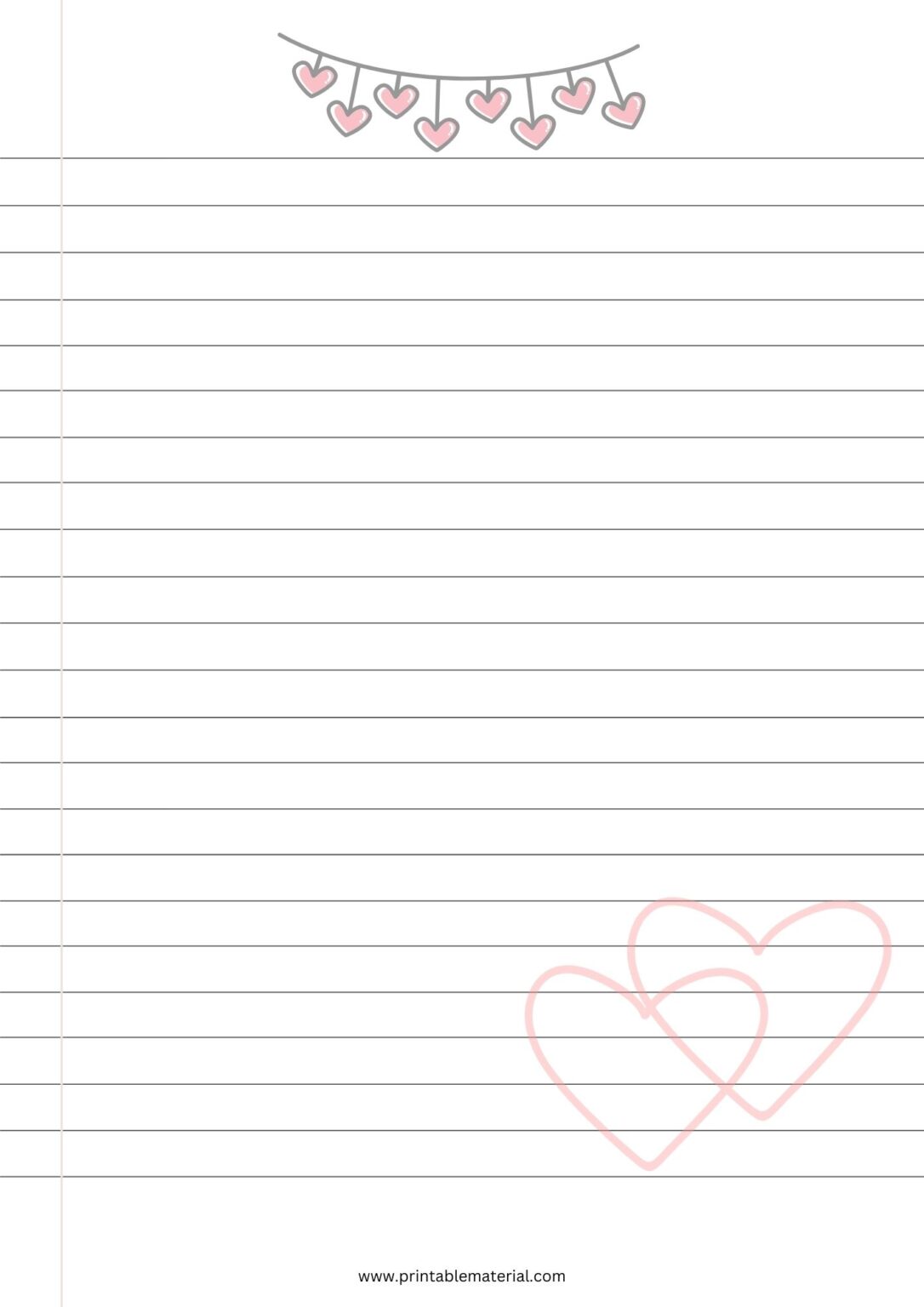 Valentine's Writing Paper - Heart Border Paper Printable