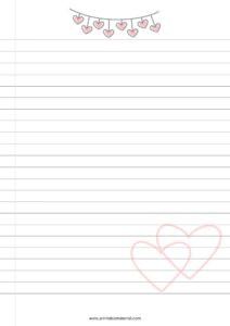 Valentine's Writing Paper - Heart Border Paper Printable