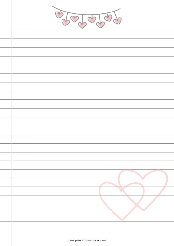 Valentine's Writing Paper - Heart Border Paper Printable