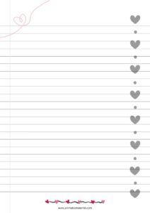 Valentine's Writing Paper - Heart Border Paper Printable