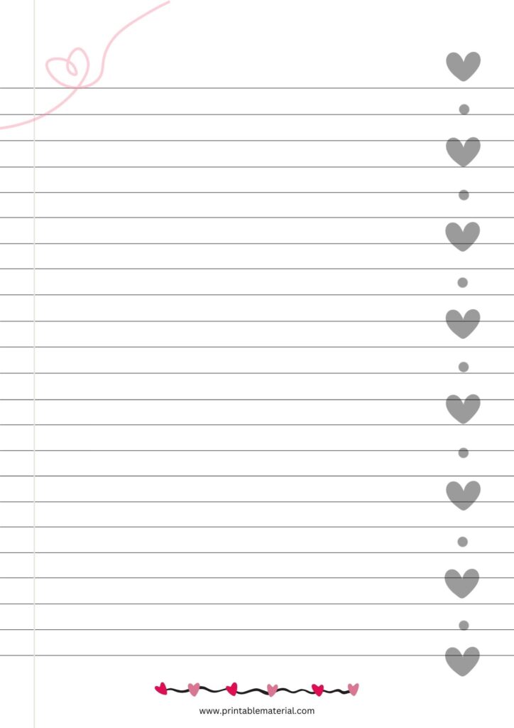 Valentine's Writing Paper - Heart Border Paper Printable