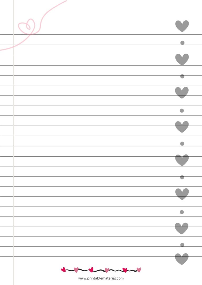 Valentine's Writing Paper - Heart Border Paper Printable
