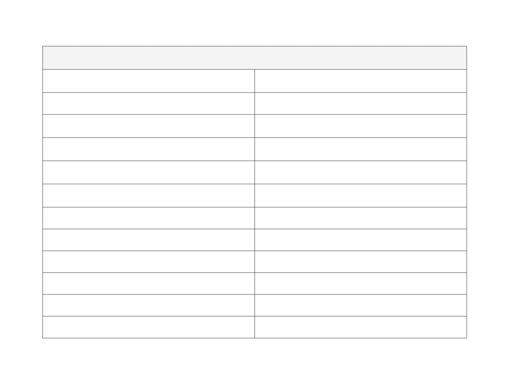 2 Column Chart (Blank Table) - Printable Template