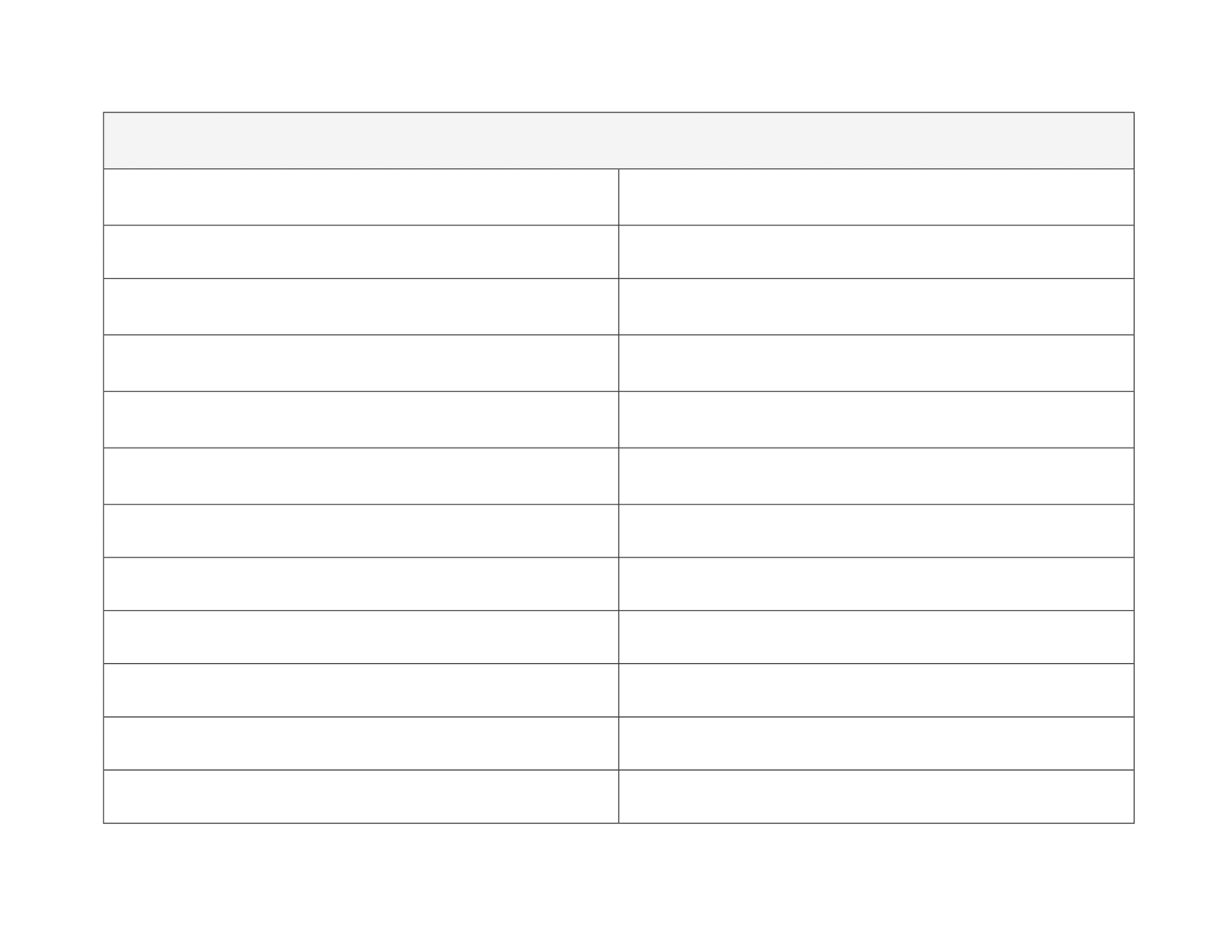 2 Column Chart (Blank Table) - Printable Template