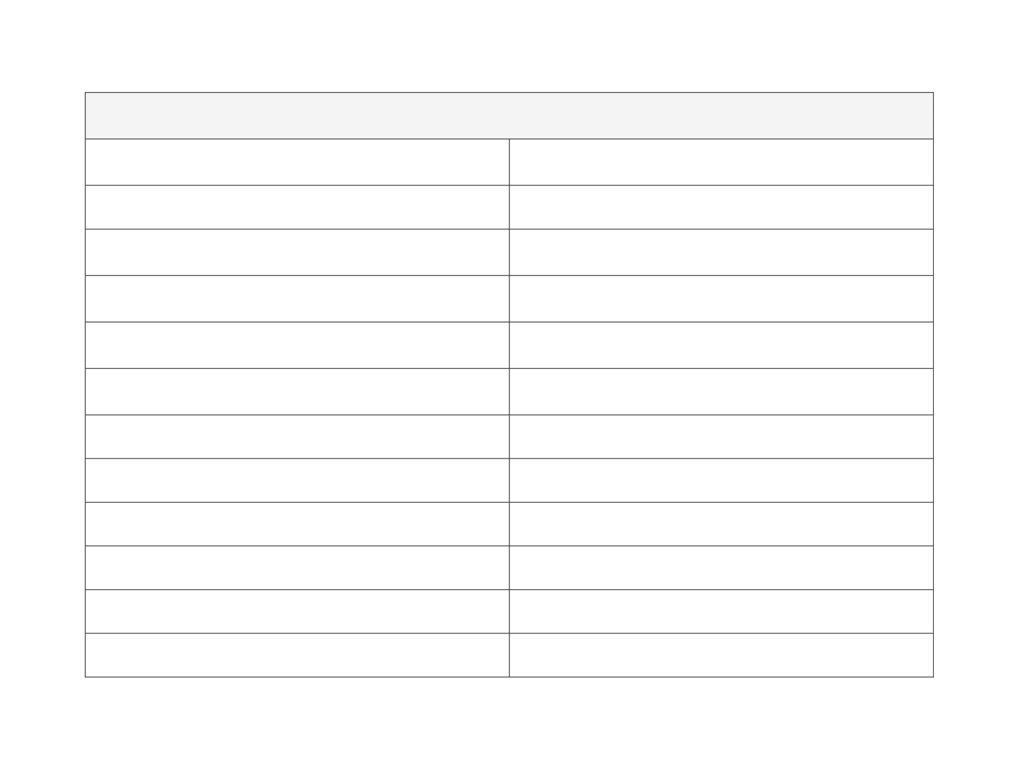 2 Column Chart (Blank Table) - Printable Template