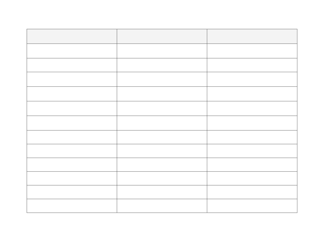 3 Column Chart (Blank Table)- Printable Template