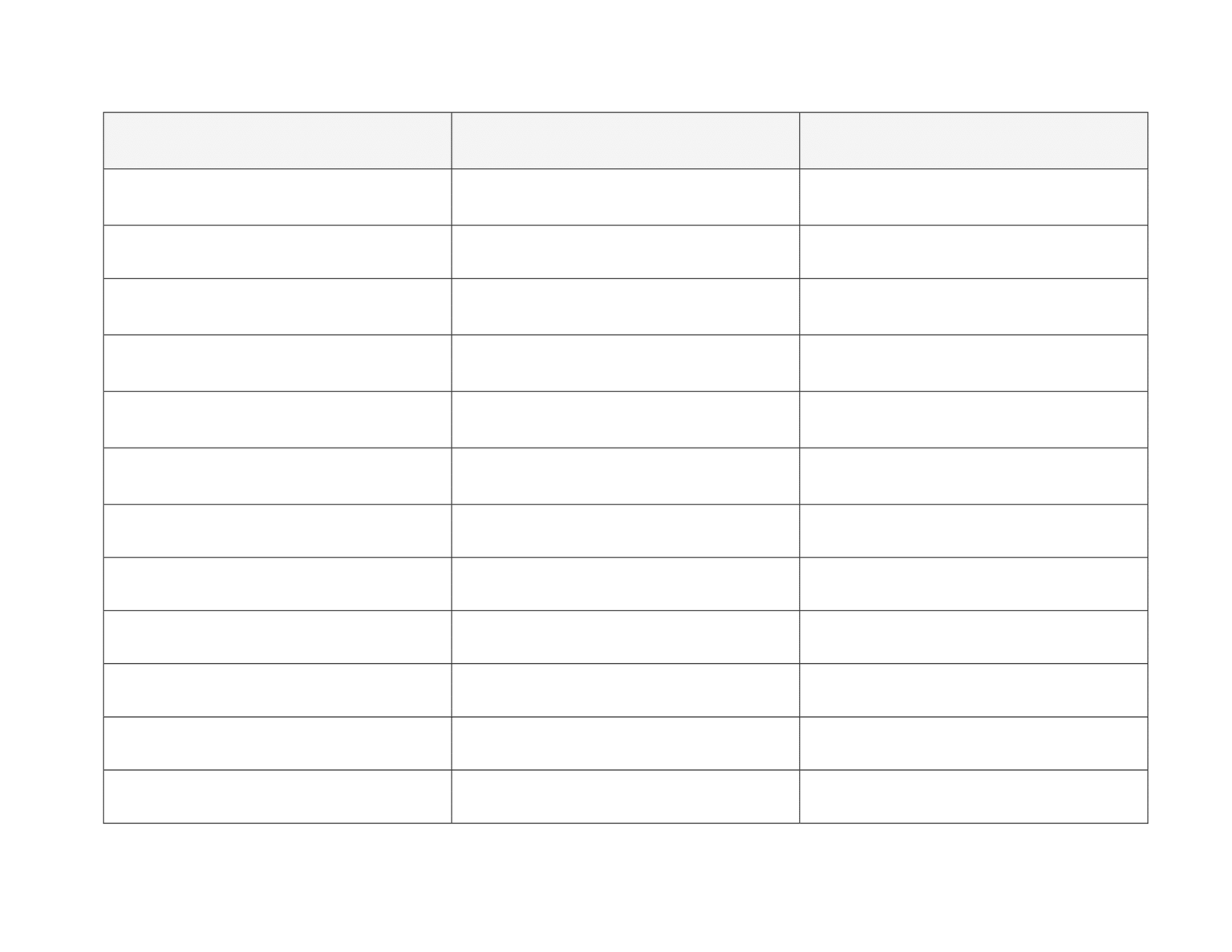 3 Column Chart (Blank Table)- Printable Template