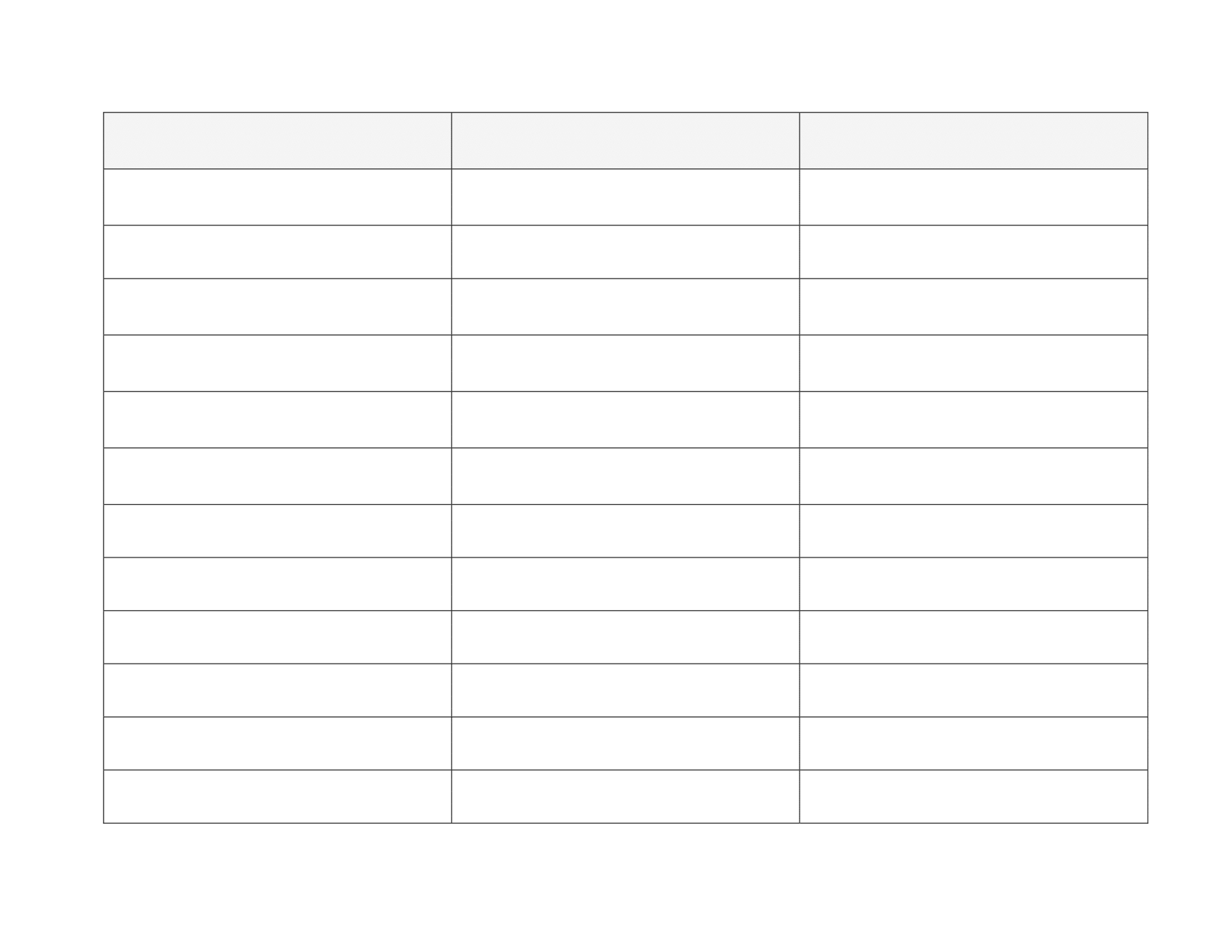 3 Column Chart (Blank Table)- Printable Template