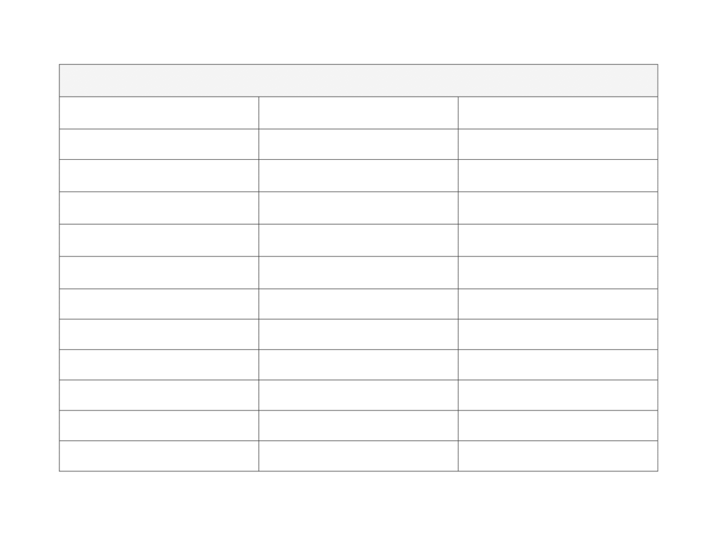 3 Column Chart (Blank Table)- Printable Template