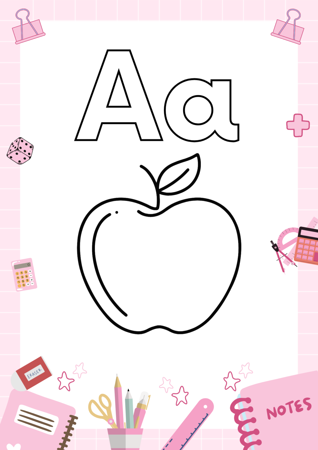 Letter A Coloring and Tracing Sheets Printable PDF