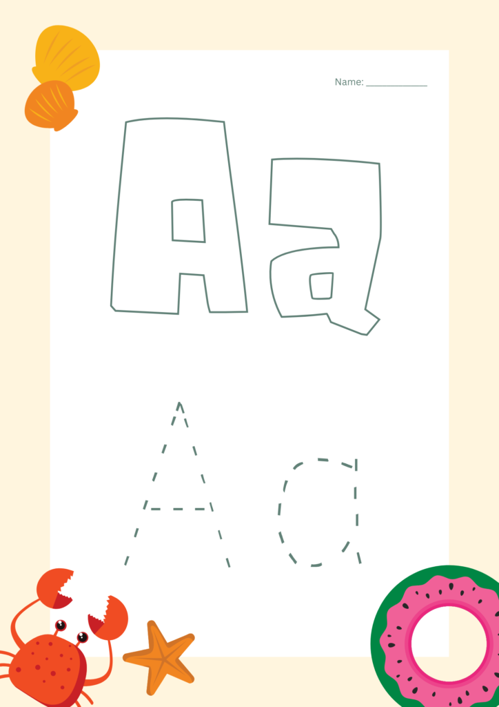 Letter A Coloring and Tracing Sheets Printable PDF