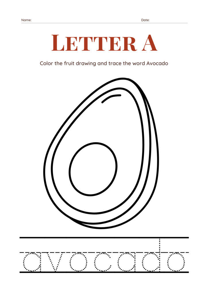 Letter A Coloring and Tracing Sheets Printable PDF