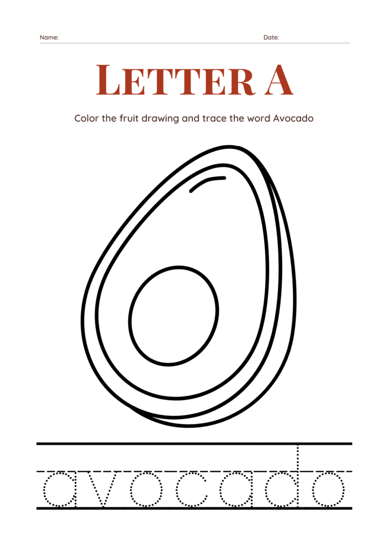 Letter A Coloring and Tracing Sheets Printable PDF