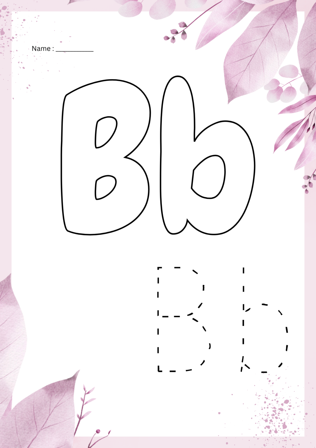 Letter B Coloring and Tracing Sheets Printable PDF