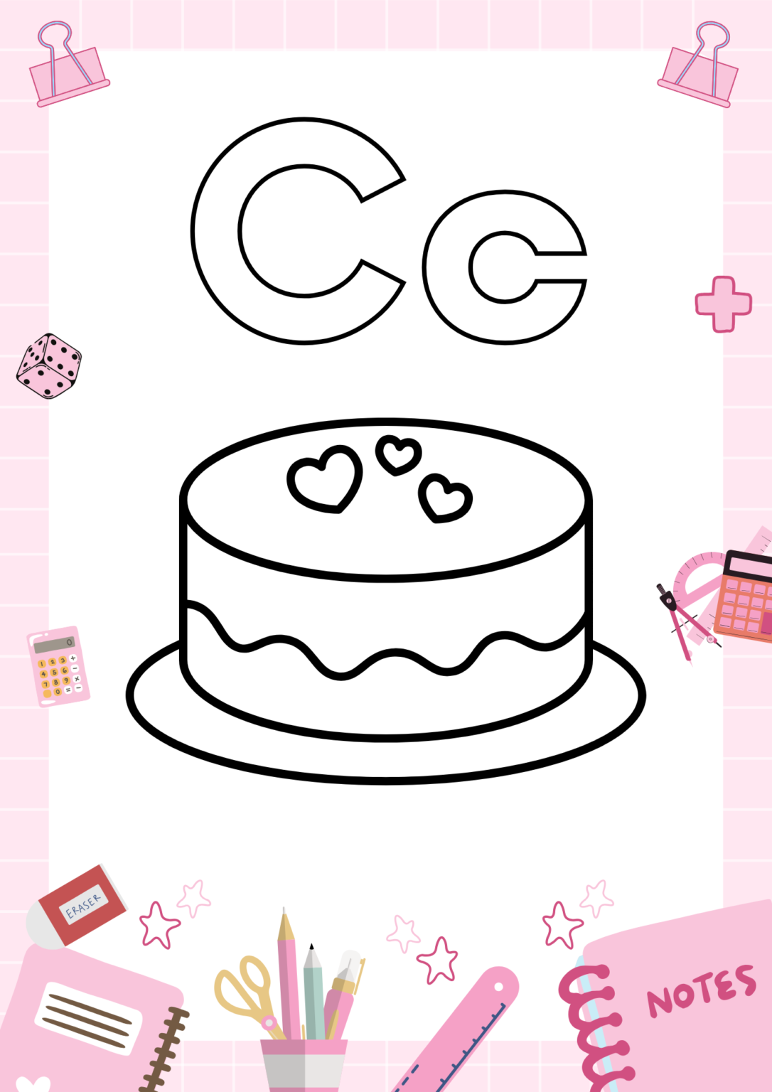 Letter C Coloring and Tracing Sheets Printable PDF