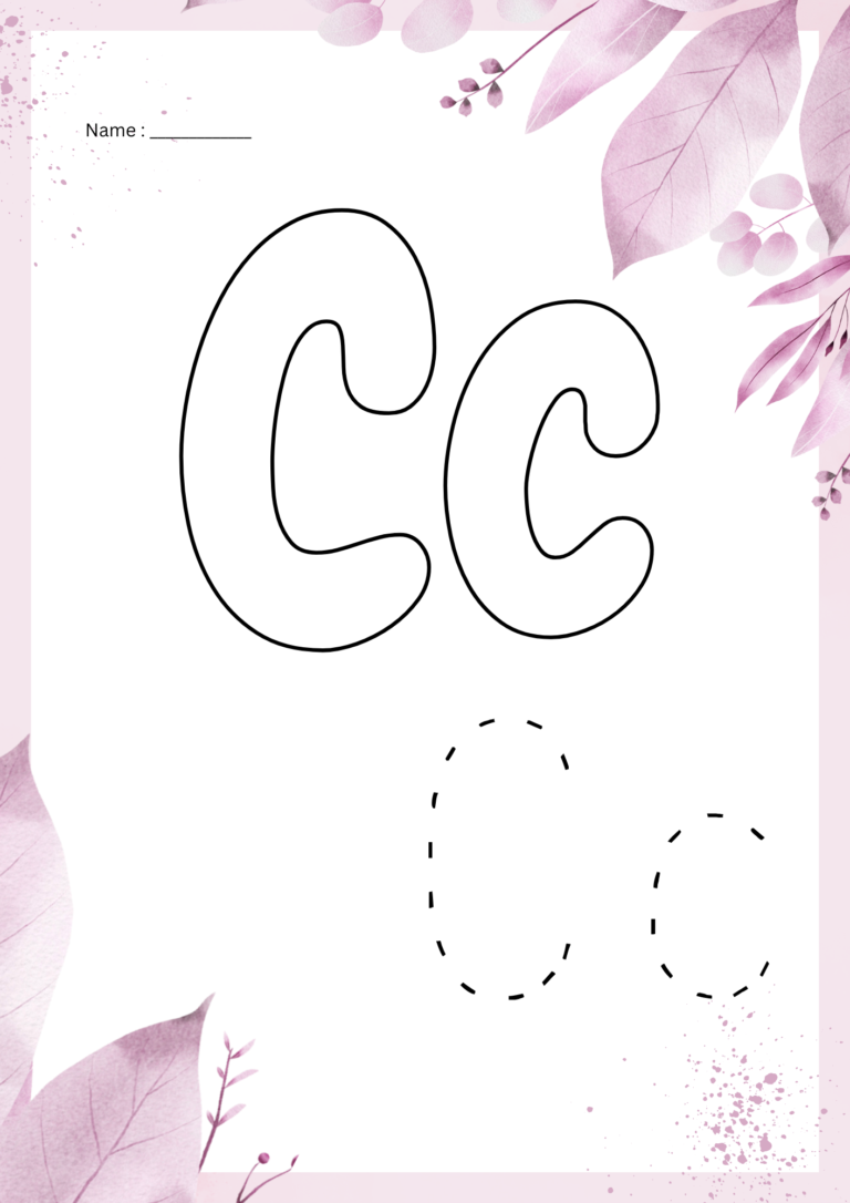 Letter C Coloring and Tracing Sheets Printable PDF