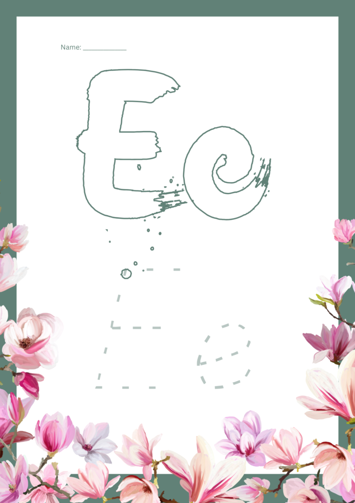 Letter E Coloring and Tracing Sheets - Printable Material