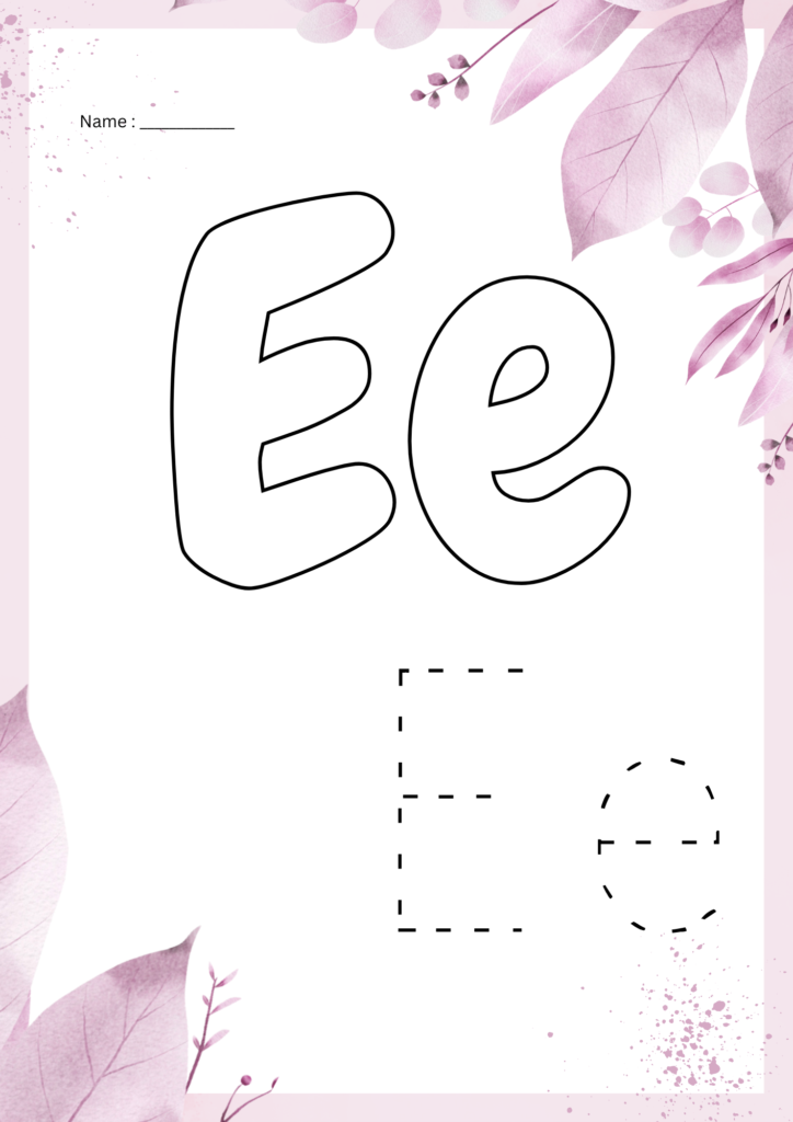 Letter E Coloring and Tracing Sheets - Printable Material