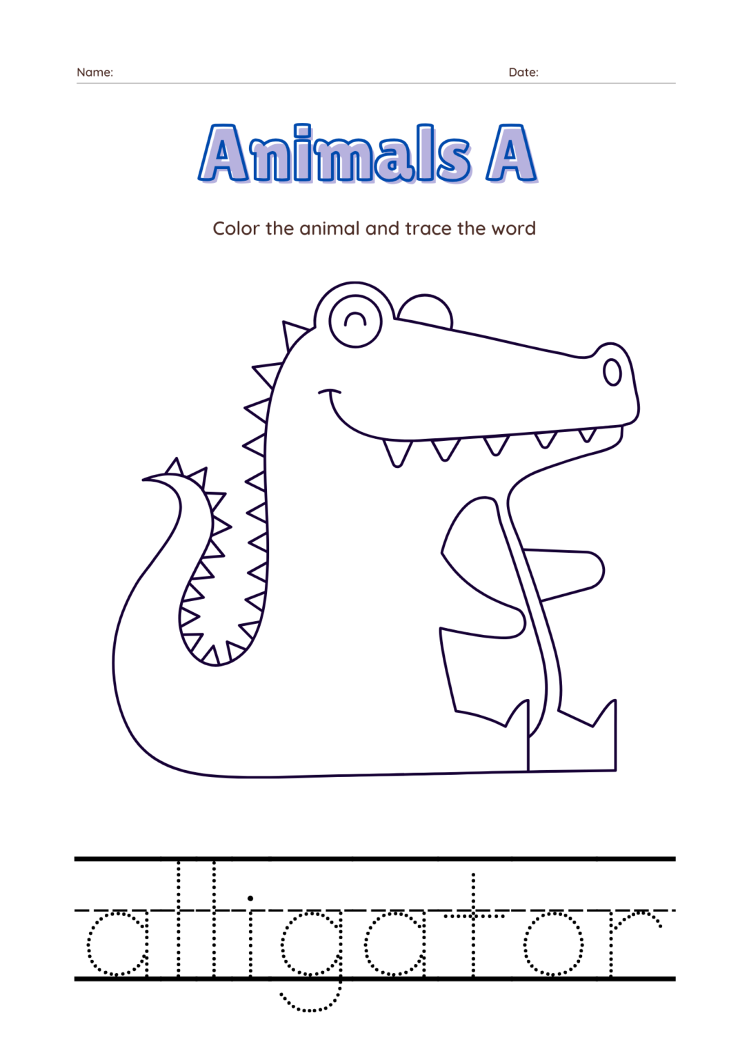 Letter A Coloring and Tracing Sheets Printable PDF