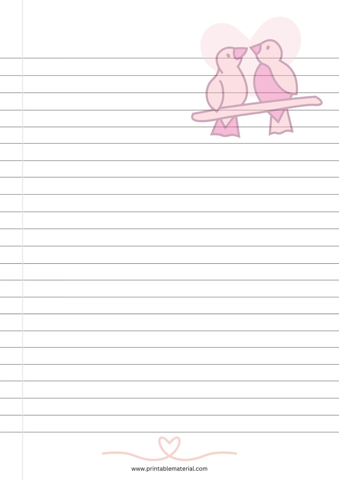 Valentine's Writing Paper - Heart Border Paper Printable