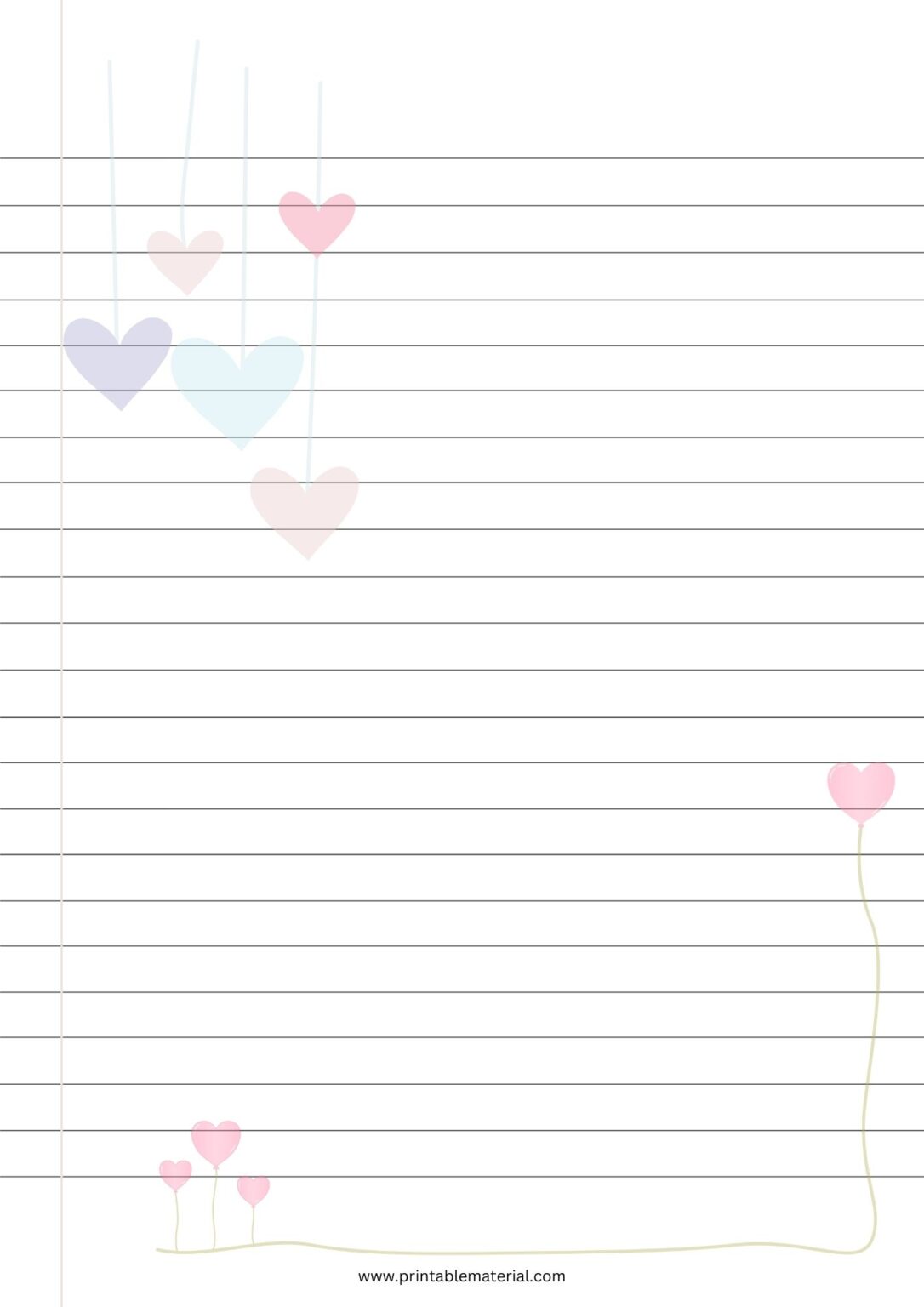 Valentine's Writing Paper - Heart Border Paper Printable