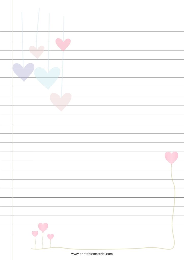 Valentine's Writing Paper - Heart Border Paper Printable