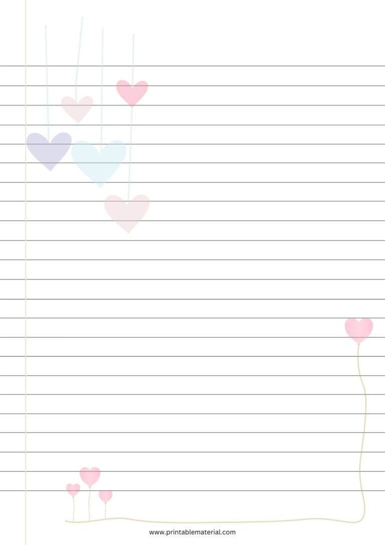 Valentine's Writing Paper - Heart Border Paper Printable