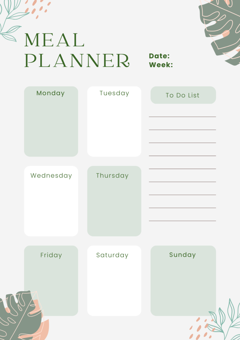 Track Your Eating by Food Diary Template