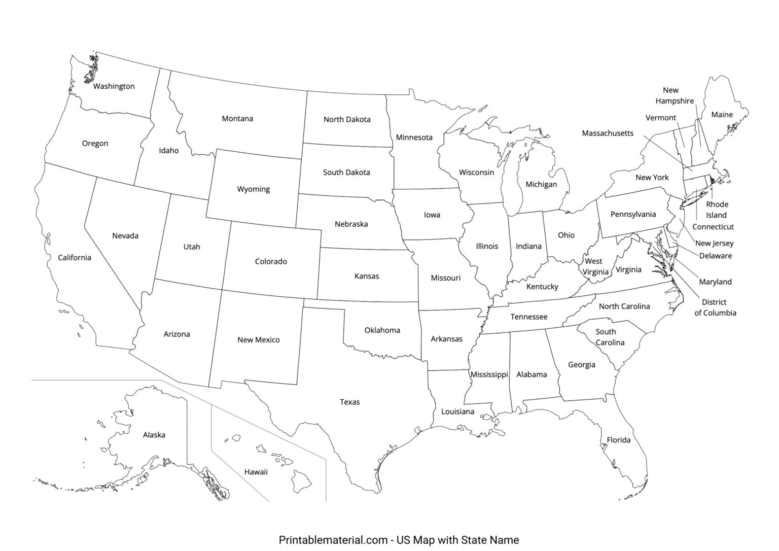 Blank US Maps with States (50+ Printable PDF)