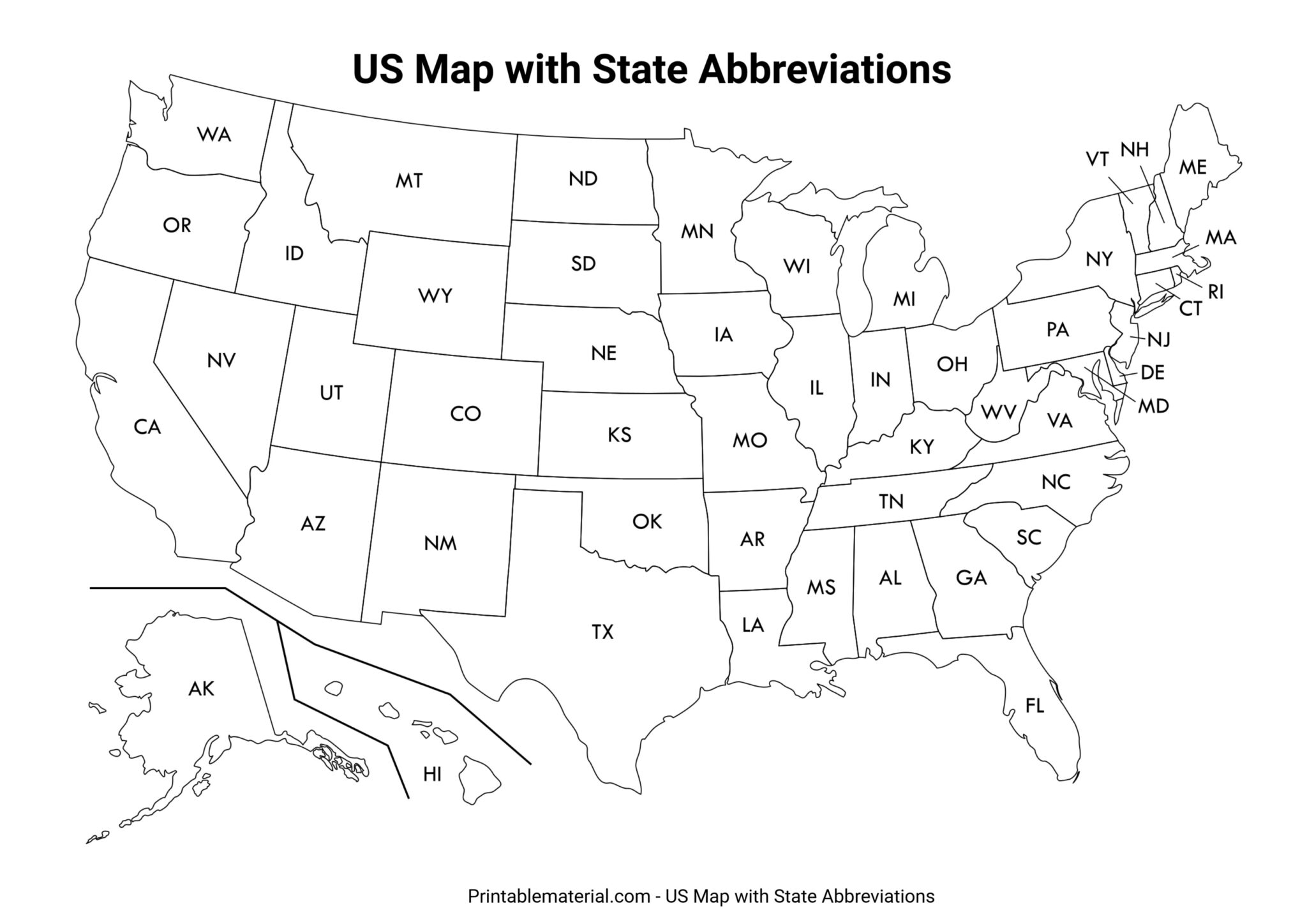 Blank US Maps with States (50+ Printable PDF)
