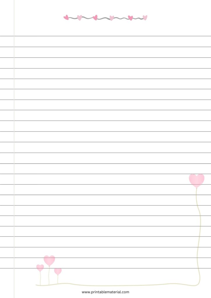 Valentine's Writing Paper - Heart Border Paper Printable