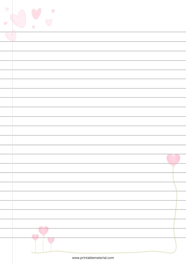 Valentine's Writing Paper - Heart Border Paper Printable
