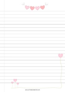 Valentine's Writing Paper - Heart Border Paper Printable