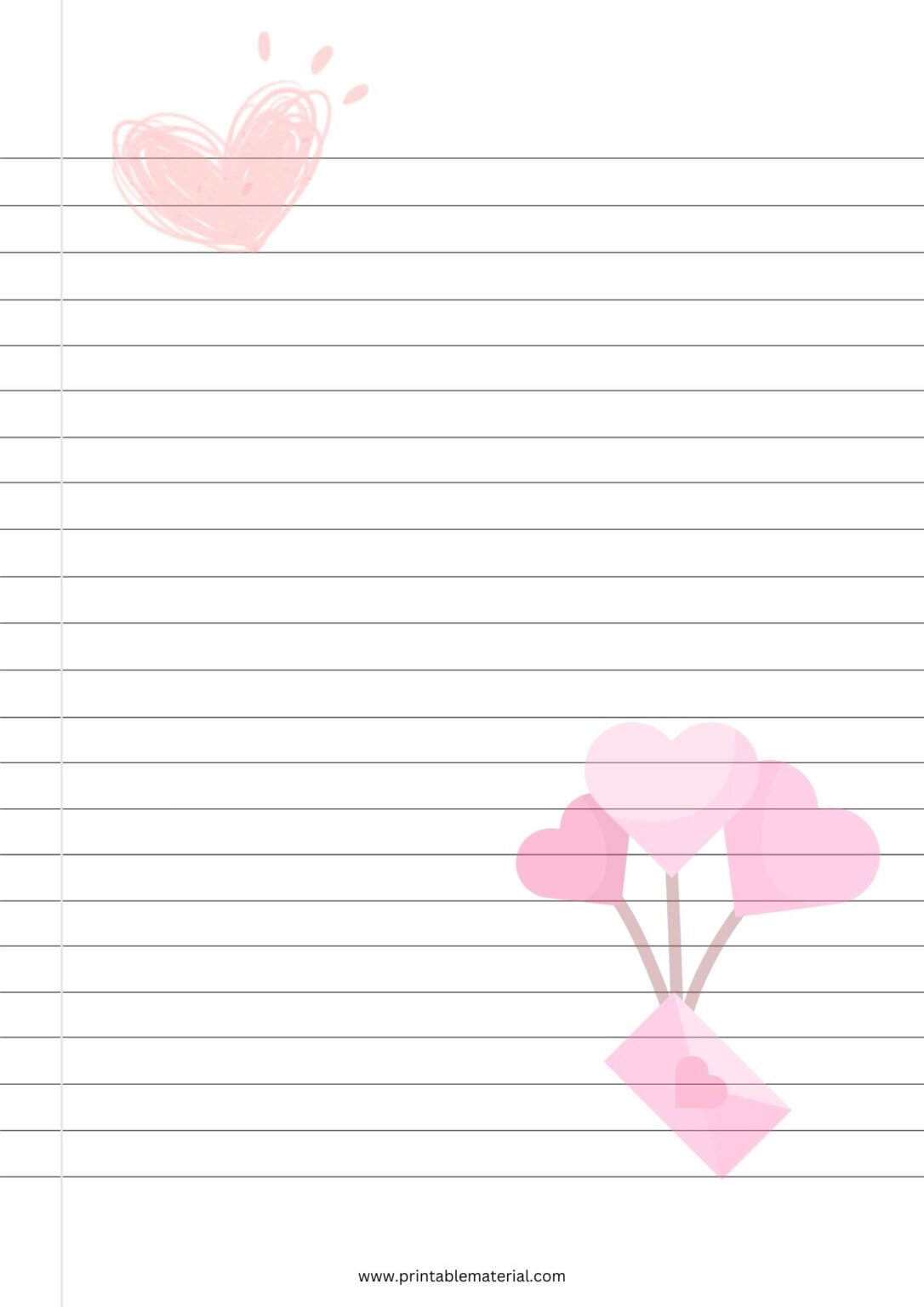 Valentine's Writing Paper - Heart Border Paper Printable